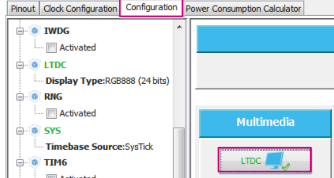 پیکربندی LTDC در STM32CubeMX